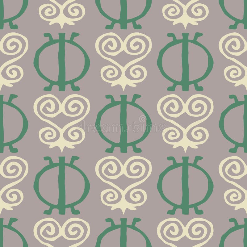 Seamless Pattern with Adinkra Symbols Stock Vector - Illustration of ...