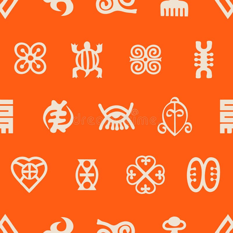 Seamless Pattern with Adinkra Symbols Stock Vector - Illustration of ...
