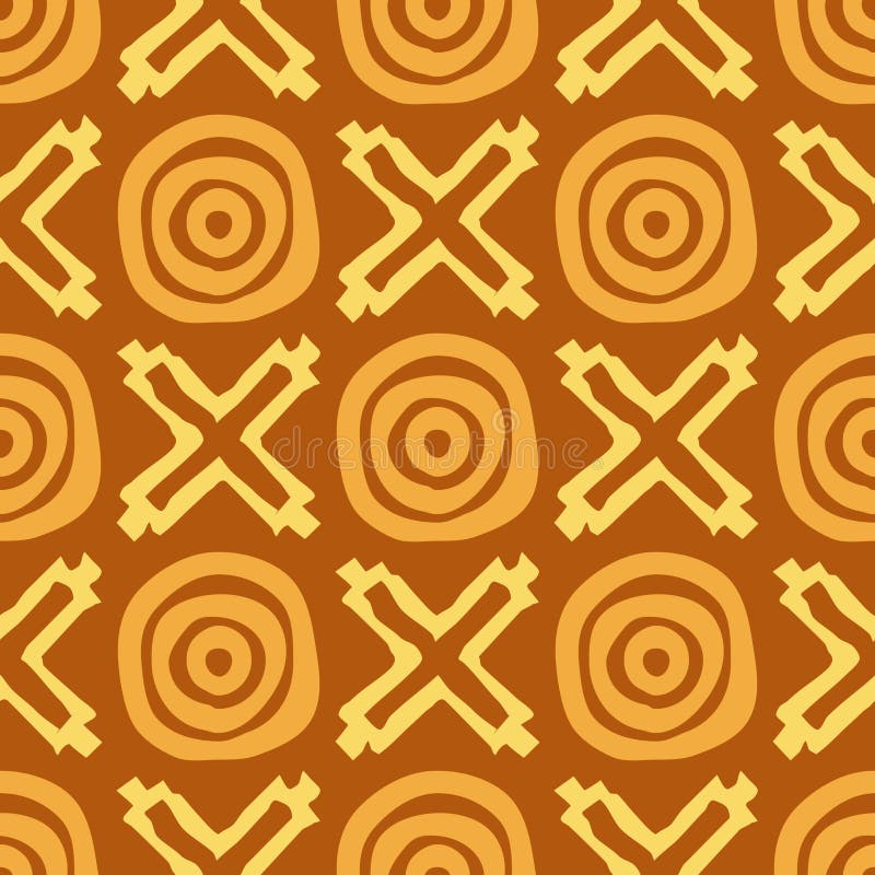 Seamless Pattern with Adinkra Symbols Stock Vector - Illustration of ...