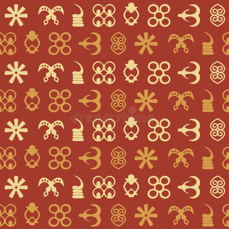 Seamless Pattern with Adinkra Symbols Stock Vector - Illustration of ...