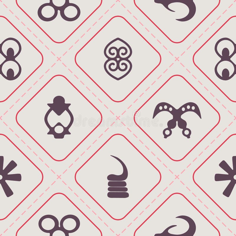 Seamless Pattern with Adinkra Symbols Stock Vector - Illustration of ...
