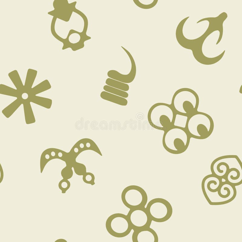 Seamless Pattern with Adinkra Symbols Stock Vector - Illustration of ...