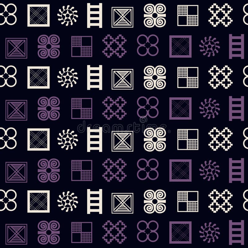 Seamless Pattern with Adinkra Symbols Stock Vector - Illustration of ...
