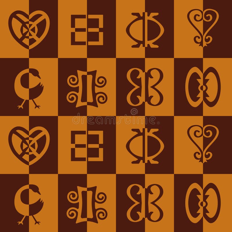 Seamless Pattern with Adinkra Symbols Stock Vector - Illustration of ...
