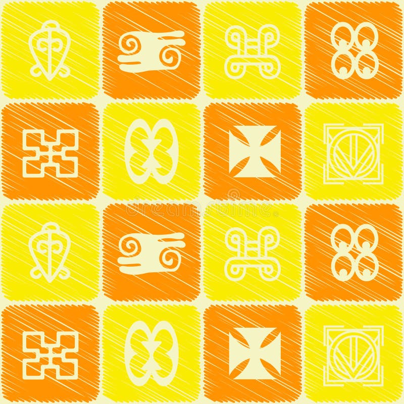 Seamless Pattern with Adinkra Symbols Stock Vector - Illustration of ...