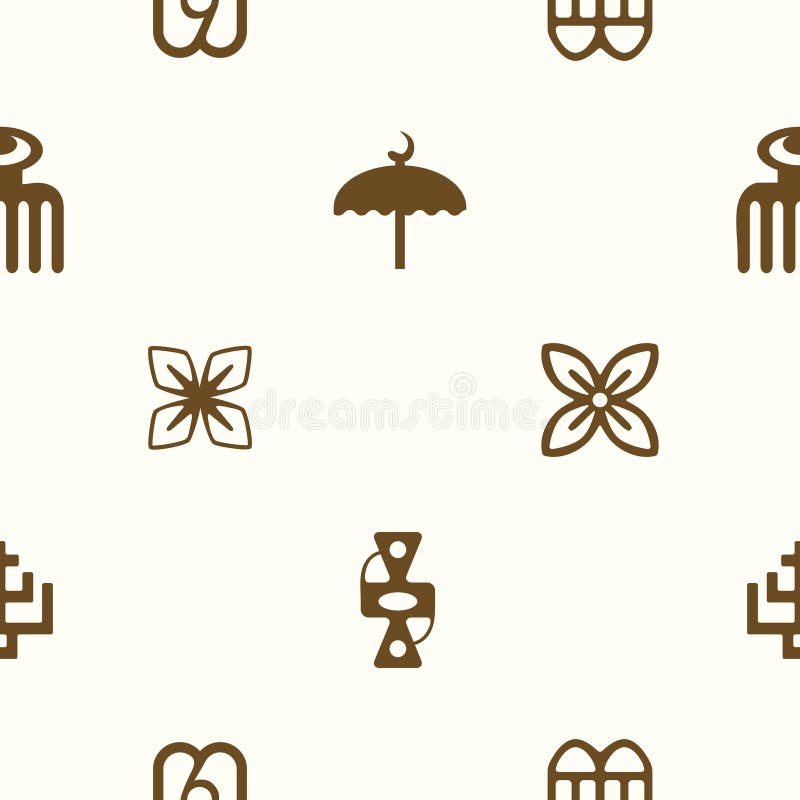 Seamless Pattern with Adinkra Symbols Stock Vector - Illustration of ...