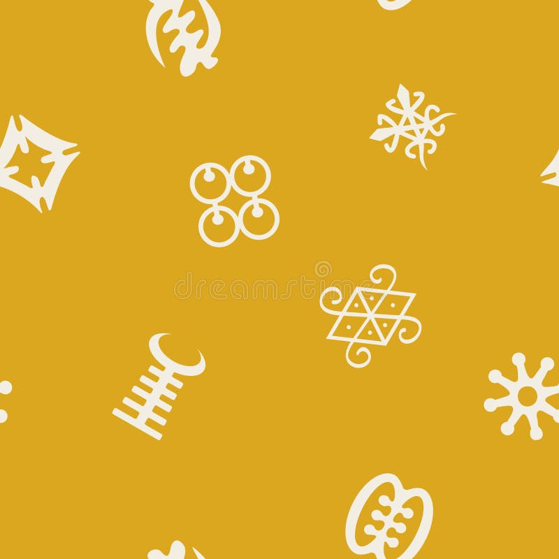 Seamless Pattern with Adinkra Symbols Stock Vector - Illustration of ...