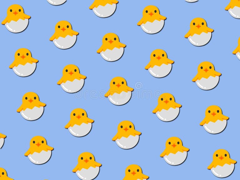 A Seamless Pattern of Adorable Chicks Hatching from Eggs Stock ...