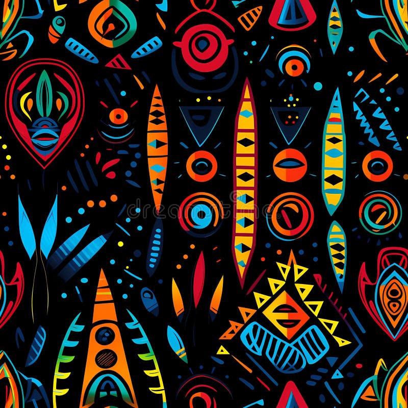 A Seamless Pattern African Tribal Motifs Stock Illustration ...