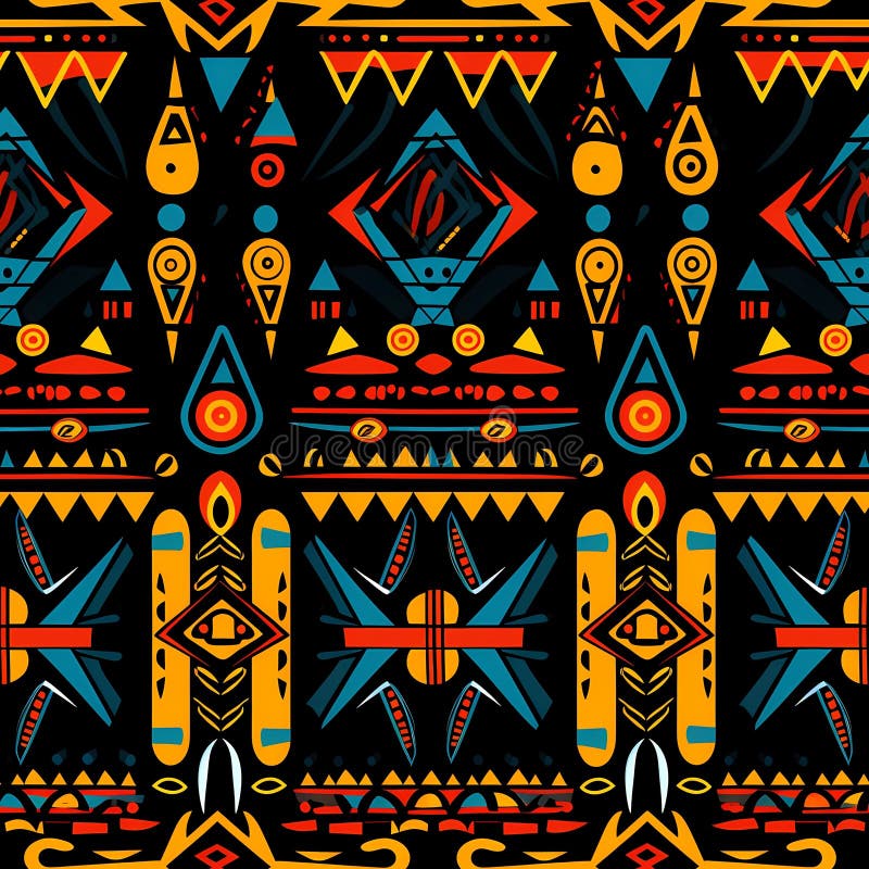 A Seamless Pattern African Tribal Motifs Stock Illustration ...