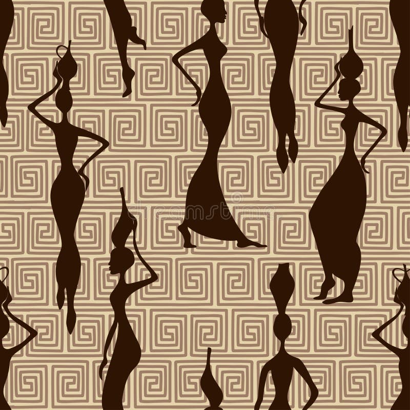 Seamless Pattern of African Women Stock Vector - Illustration of ...