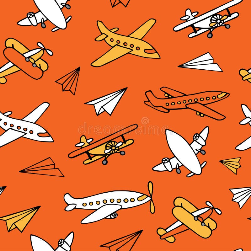 Seamless Pattern of Aircraft Stock Vector - Illustration of public ...