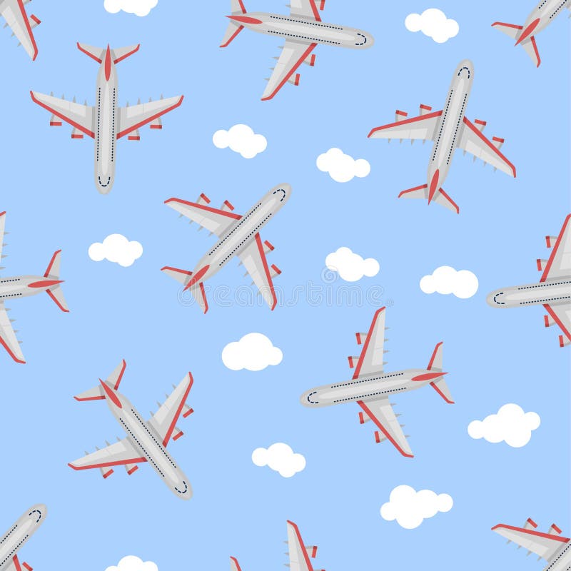 Seamless Pattern Airplane in the Sky. Flat Style Stock Vector ...