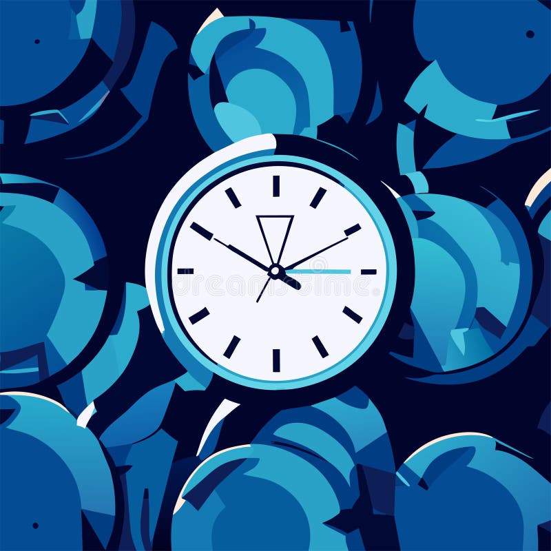 Seamless Pattern with Alarm Clock on Blue Background. Vector ...