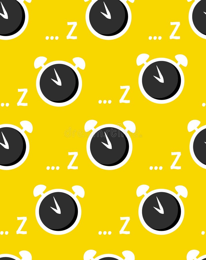 Seamless Pattern with Alarm Clock and Symbol of Sleep. Flat Style Stock ...
