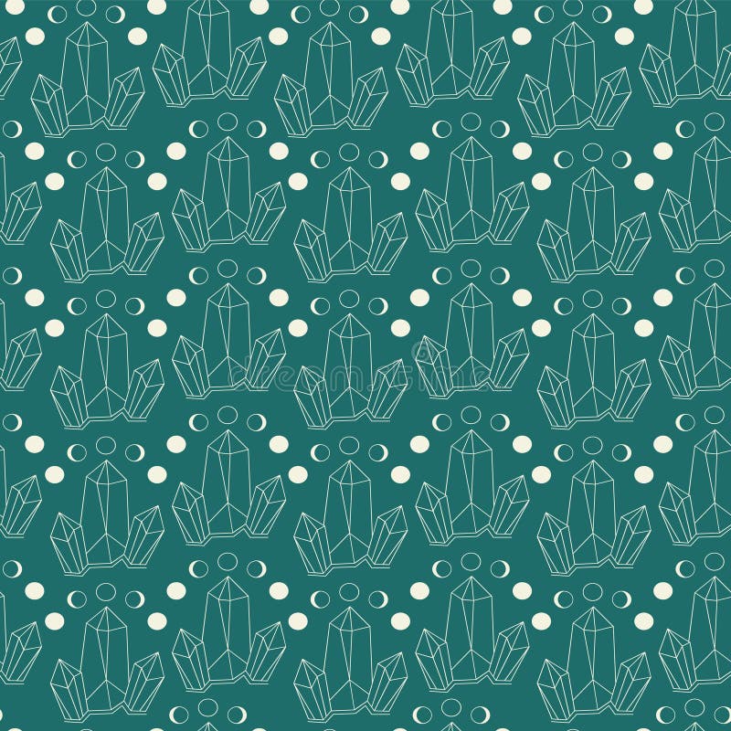 Seamless Pattern with Alchemy Crystal Neutral Print. Moon Phases ...