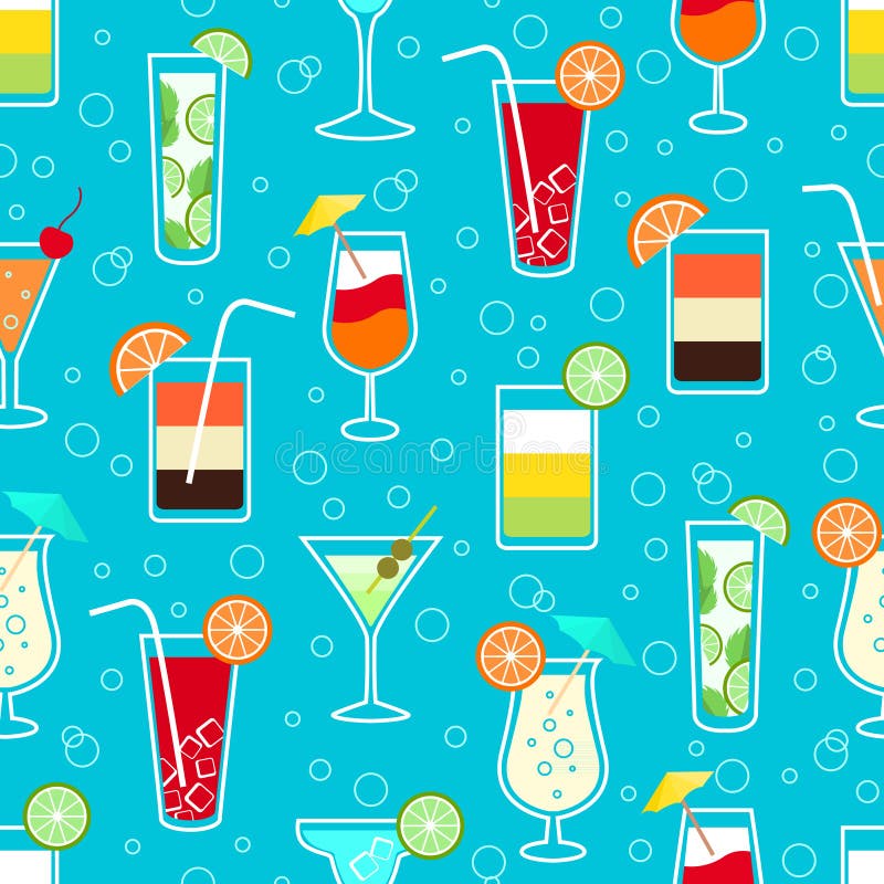 Cocktails seamless pattern stock vector. Illustration of white - 24272046