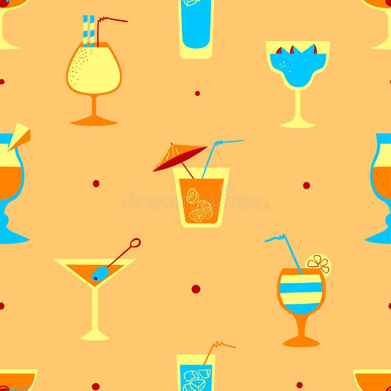Seamless Pattern with Alcohol Cocktails. Flat Cartoon Style Tile Stock ...