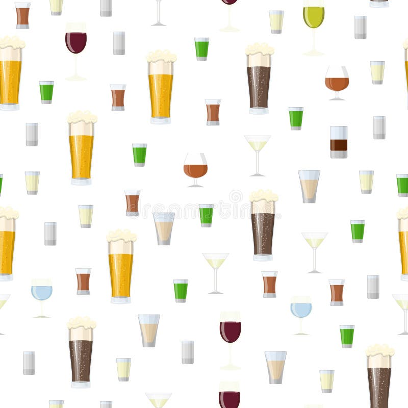 Seamless Pattern with Alcoholic Drinks Glasses Stock Vector ...
