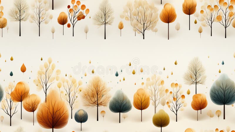 Seamless Pattern of All Seasons Trees for Wall Paper, Border or Web ...