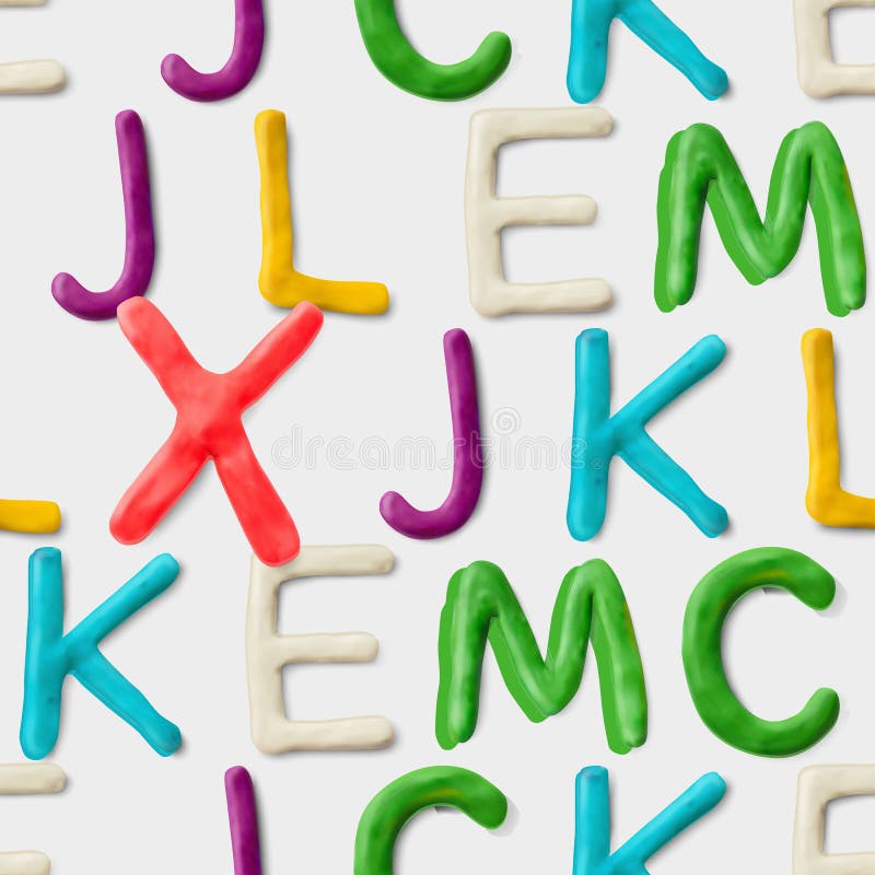 Seamless Pattern with Alphabet. Handmade Modeling Clay Letters ...