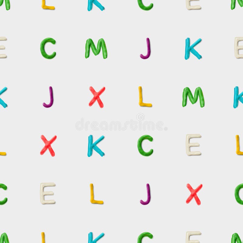Seamless Pattern with Alphabet. Handmade Modeling Clay Letters ...