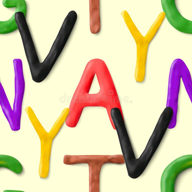 Seamless Pattern with Alphabet. Handmade Modeling Clay Letters ...