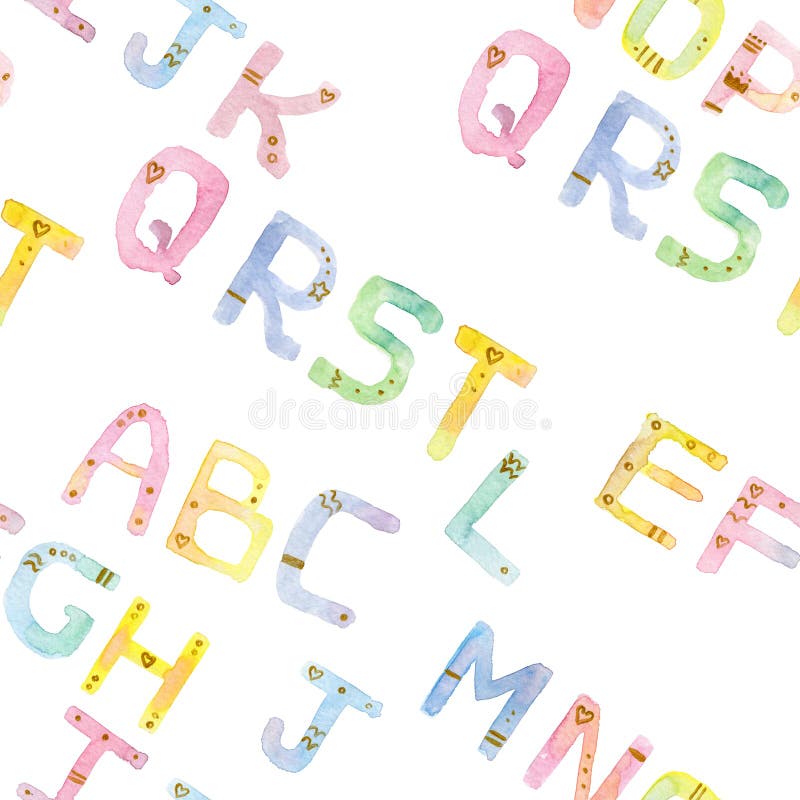 Seamless Pattern with Alphabet, , Isolated on White Background. Stock ...