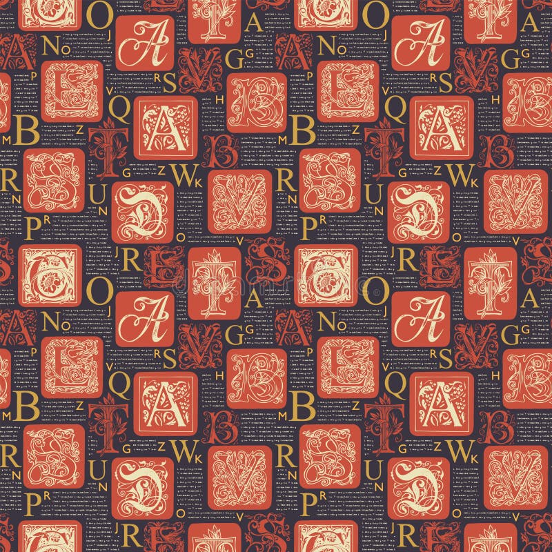 Seamless Pattern with Alphabet Letters on Background of Newspaper Pages ...