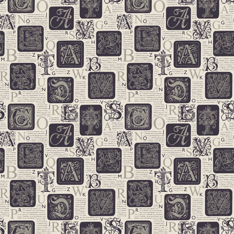 Seamless Pattern with Alphabet Letters on Background of Newspaper Pages ...