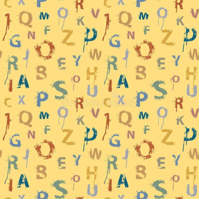 Seamless Pattern with Alphabet Letters in Form of Colored Paint ...
