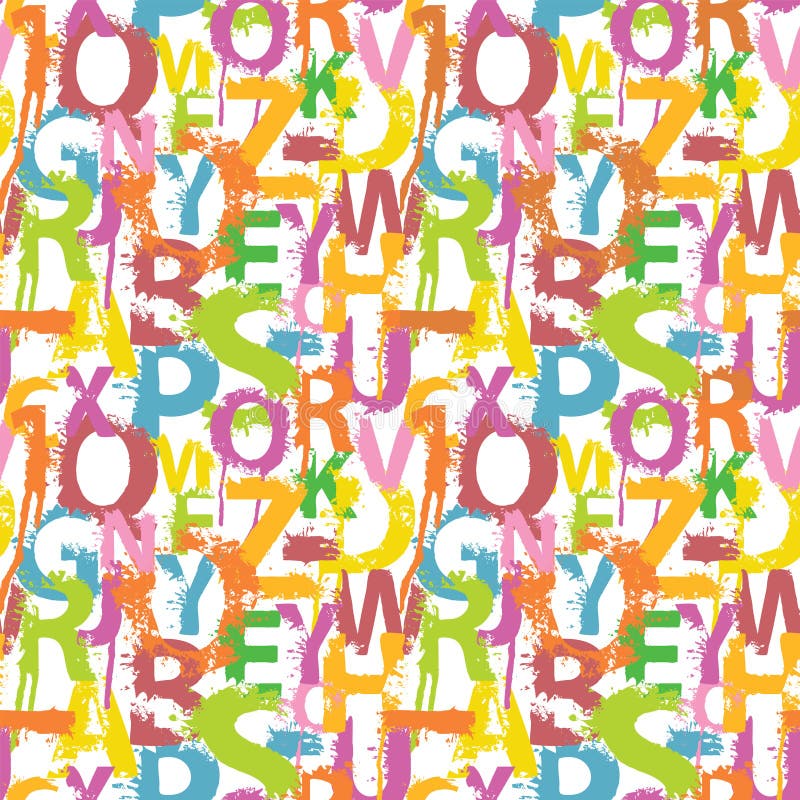 Vector Seamless Pattern Watercolor Latin Alphabet Stock Illustrations ...
