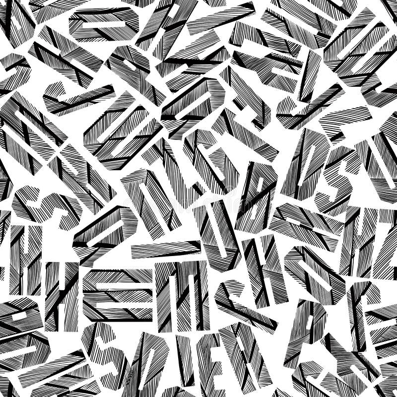 Seamless Pattern with Alphabet Letters Textured with Hand Drawn Stock ...