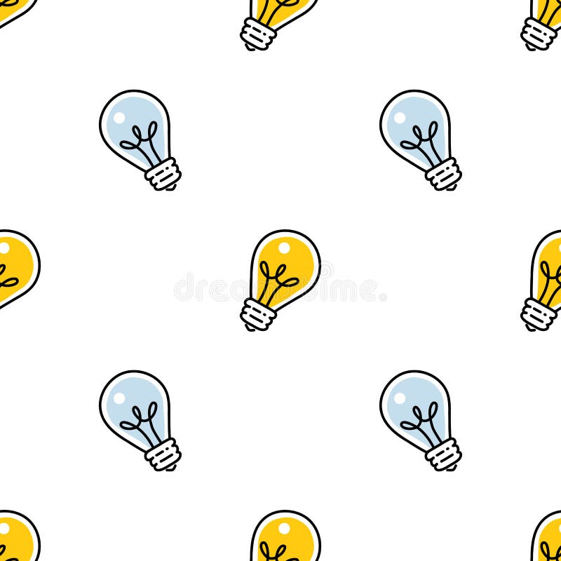 Seamless Pattern with Cute Light Bulbs Stock Vector - Illustration of ...