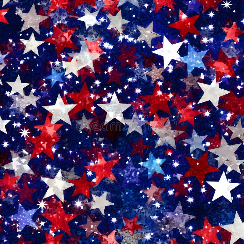 Seamless Pattern with American Stars on a Dark Blue Background Stock ...