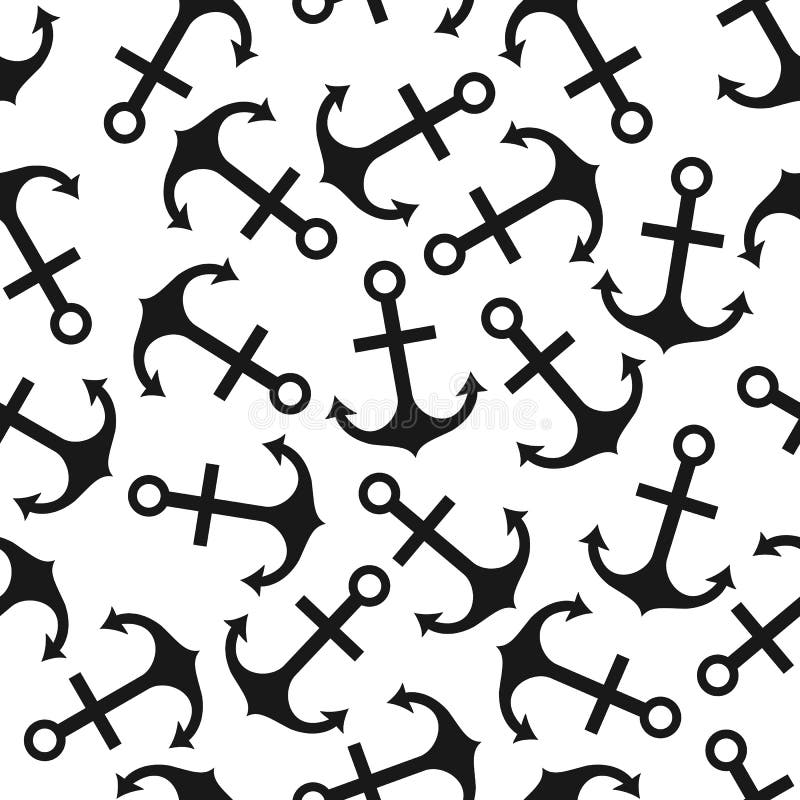 Seamless Pattern of Anchor Shape and Line Stock Illustration ...