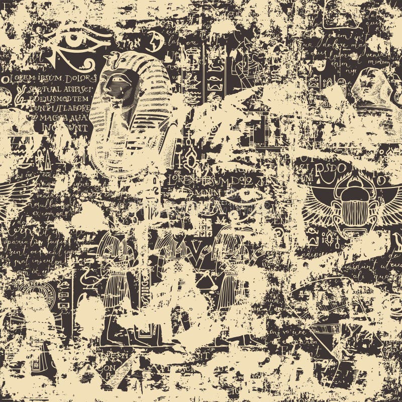 Seamless Pattern on an Ancient Egypt Theme Stock Vector - Illustration ...