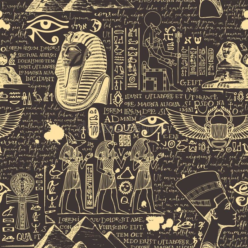 Seamless Pattern on an Ancient Egypt Theme Stock Illustration ...