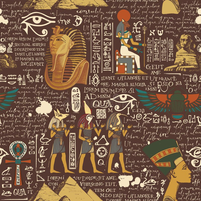 Seamless Pattern Ancient Egypt Theme Stock Illustrations – 72 Seamless ...