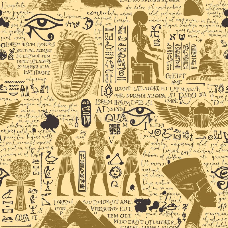 Seamless Pattern on an Ancient Egypt Theme Stock Illustration ...