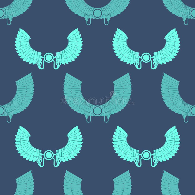 Seamless Pattern with Ancient Egyptian Symbol Scarab Winged Sun Stock ...