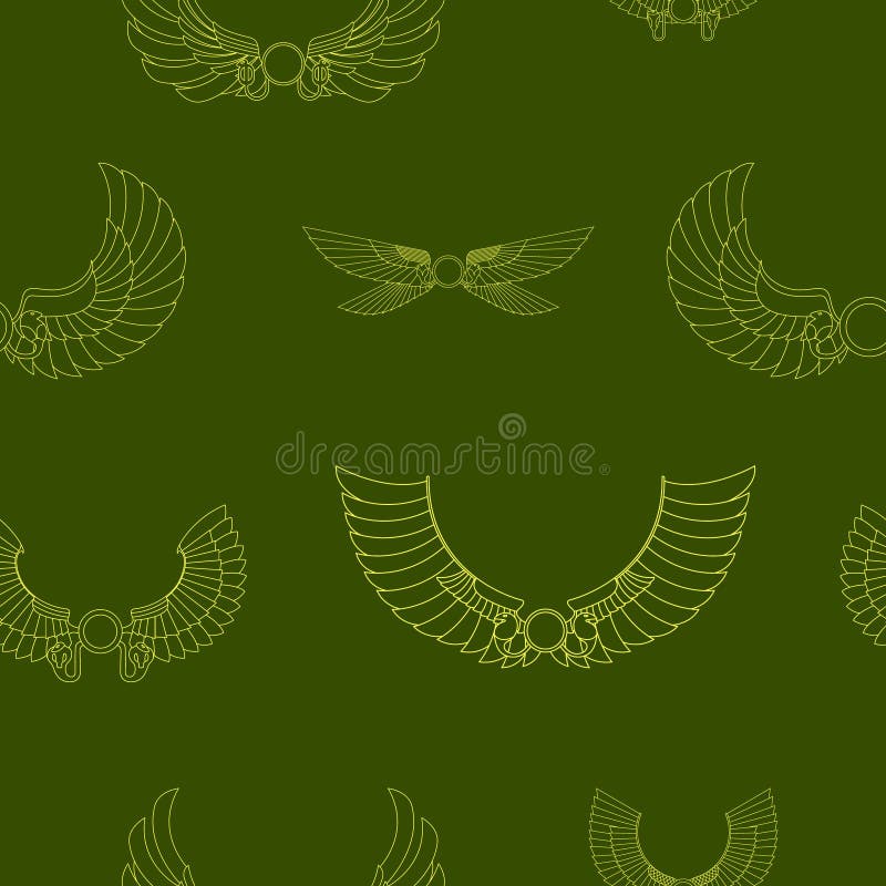 Seamless Pattern with Ancient Egyptian Symbol Winged Sun Stock Vector ...