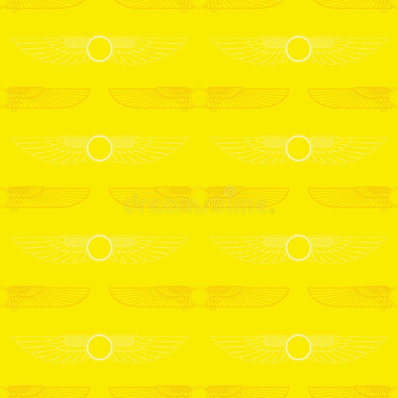 Seamless Pattern with Ancient Egyptian Symbol Winged Sun Stock Vector ...