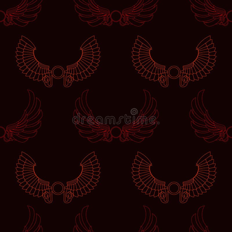 Seamless Pattern with Ancient Egyptian Symbol Winged Sun Stock Vector ...
