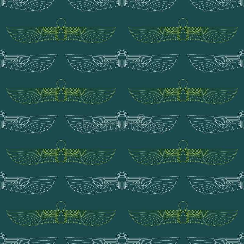 Seamless Pattern with Ancient Egyptian Symbol Winged SunSeamless ...