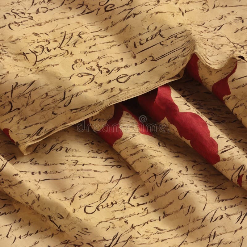 Seamless Pattern of Ancient Sheets of Paper Written with Brown Ink ...