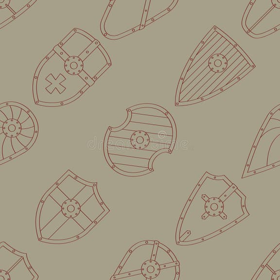 Seamless Pattern with Ancient Shields Stock Vector - Illustration of ...