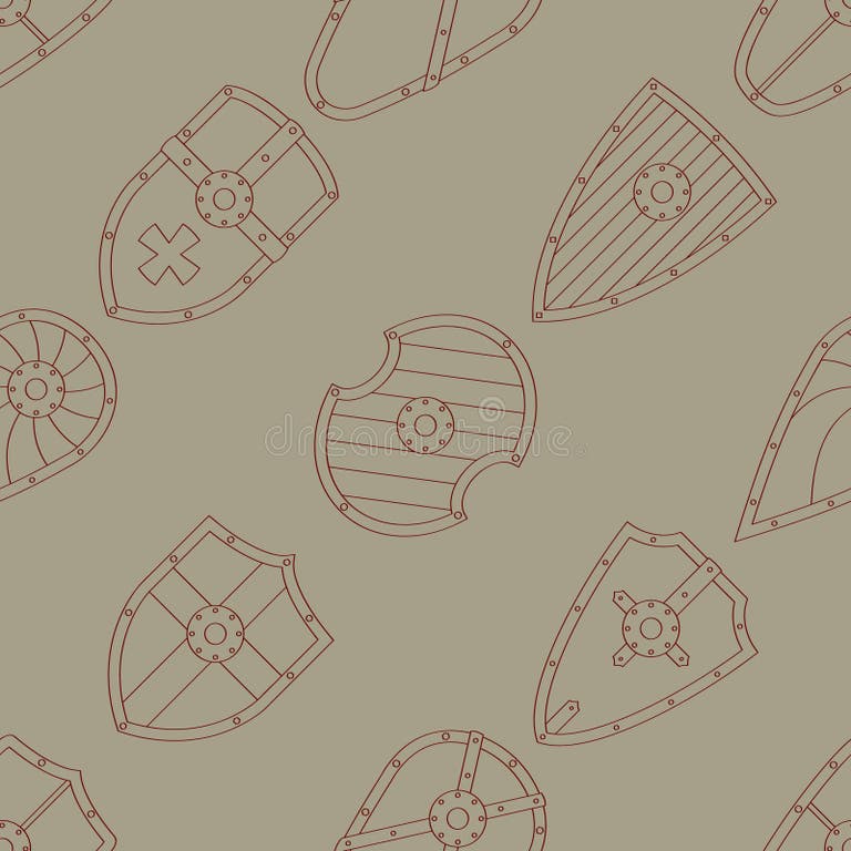 Seamless Pattern with Ancient Shields Stock Vector - Illustration of ...
