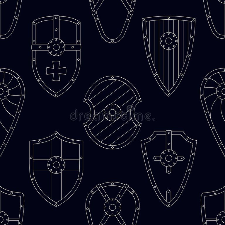 Seamless Pattern with Ancient Shields Stock Vector - Illustration of ...