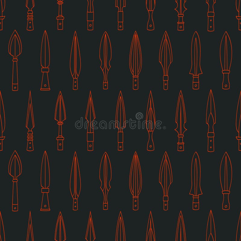 Seamless Pattern with Ancient Spearheads Stock Vector - Illustration of black, metal: 233847150